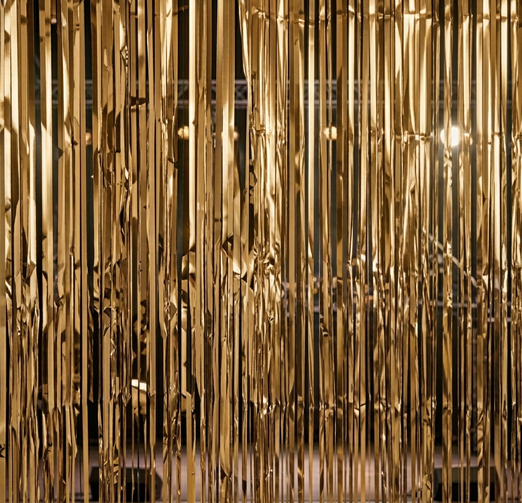 Metallic Slit Drape & Slash Curtain – Shimmer, Glitter, and Light Play ...
